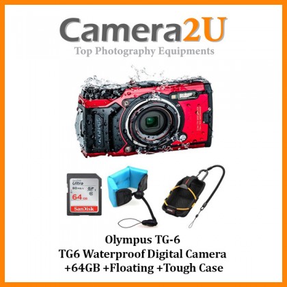 Olympus TG-6 TG6 Waterproof Digital Camera +64GB +Floating +Tough Case ...