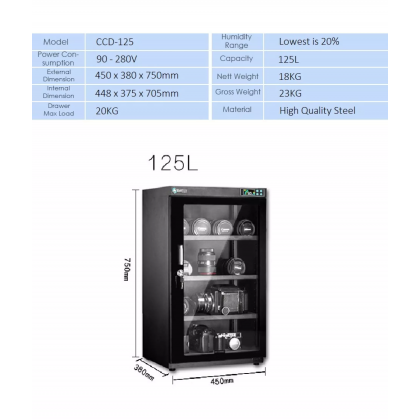Naboxsun Digital Full Auto 125 Liter (125L) Dry Cabinet Box | Camera2u ...