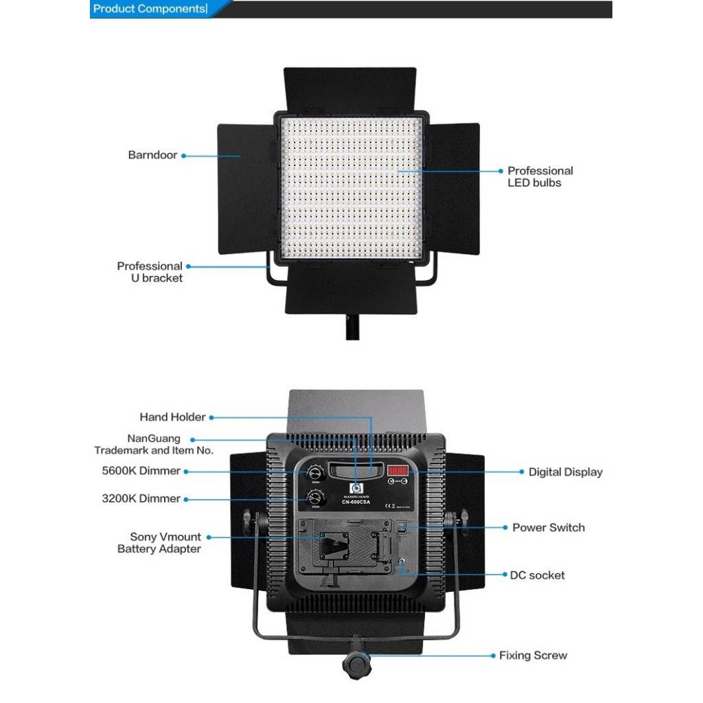 NANGUANG CN-600CSA LED VIDEO STUDIO LIGHT BI-COLOR WITH V-LOCK ...