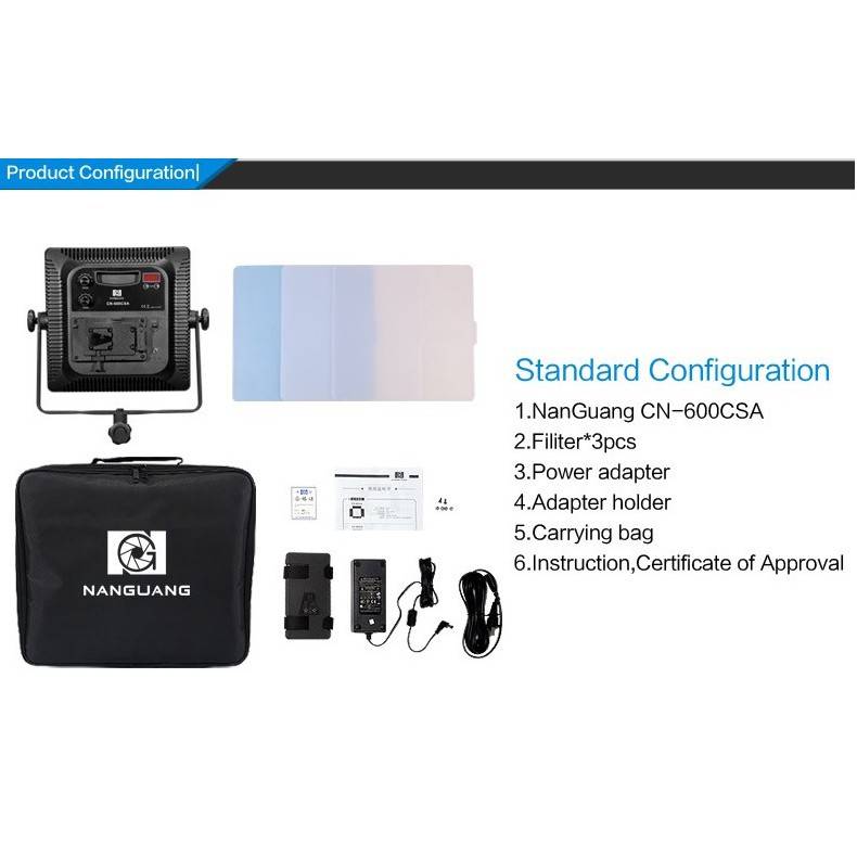NANGUANG CN-600CSA LED VIDEO STUDIO LIGHT BI-COLOR WITH V-LOCK ...