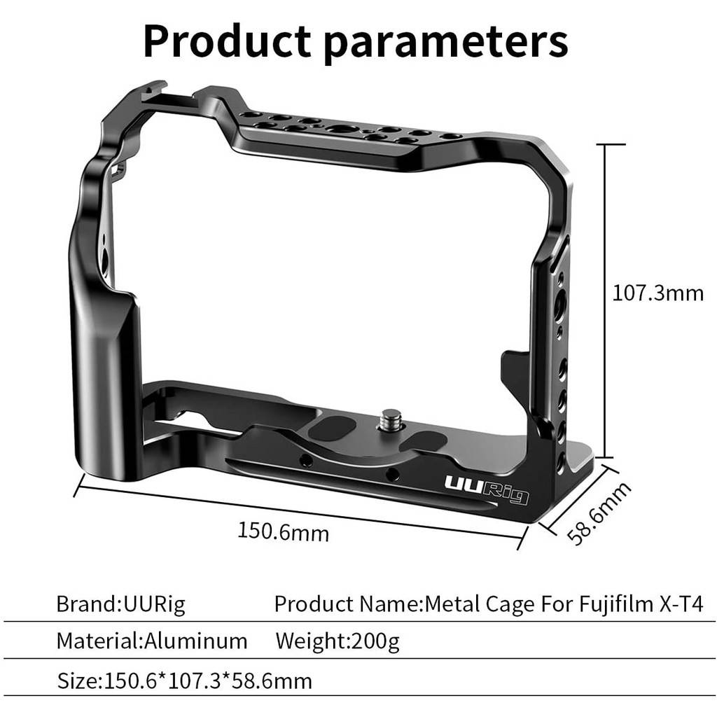 UURig C-XT4 Camera Rig Metal Cage for FUJIFILM X-T4 XT4 Formfitting ...