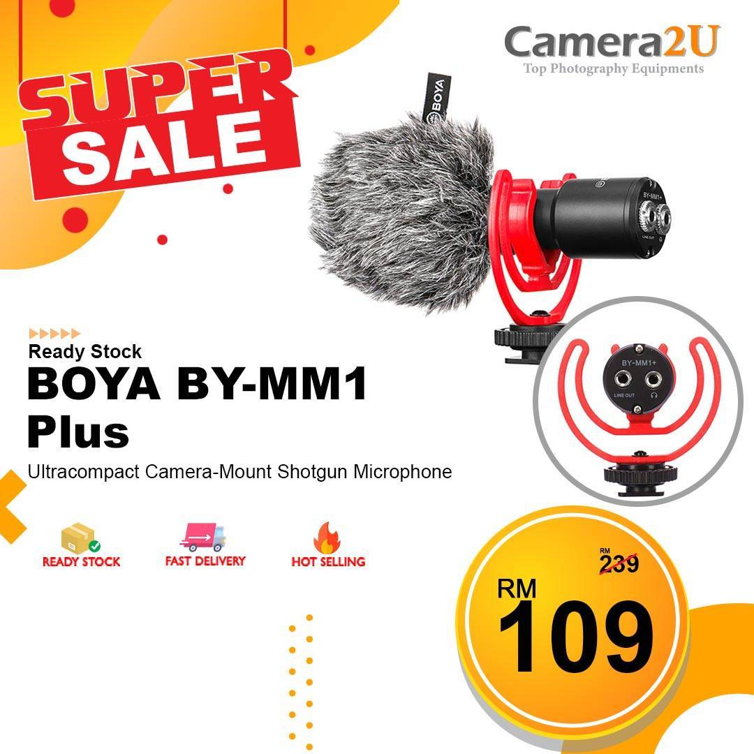 Boya BY-MM1+ BY-MM1 Plus Ultracompact Camera-Mount Shotgun Cardioid ...