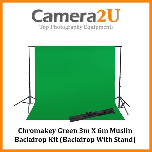 Chromakey Green 3m X 6m Muslin Backdrop Kit (Backdrop With Stand ...