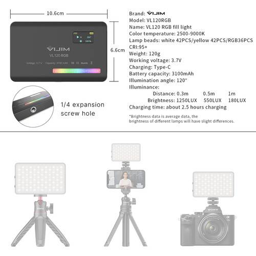 Ulanzi Vijim VL-120 VL120 RGB Mini Pocket LED RGB Light Portable ...
