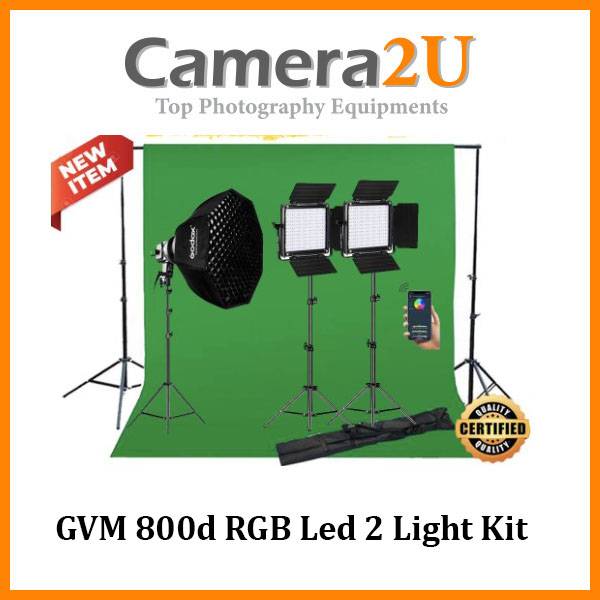 GVM 800d RGB Led 2 Light Panel Kit and LS-P80S Led Light With Godox 8CM ...