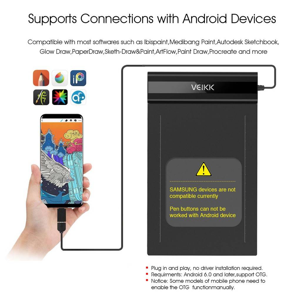 VEIKK S640 V2 6x4 Inch Tablet Digital Graphics Drawing Pen Tablet Ultra ...