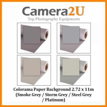 Colorama Paper Background 2.72 x 11m (Smoke Grey / Storm Grey / Steel ...