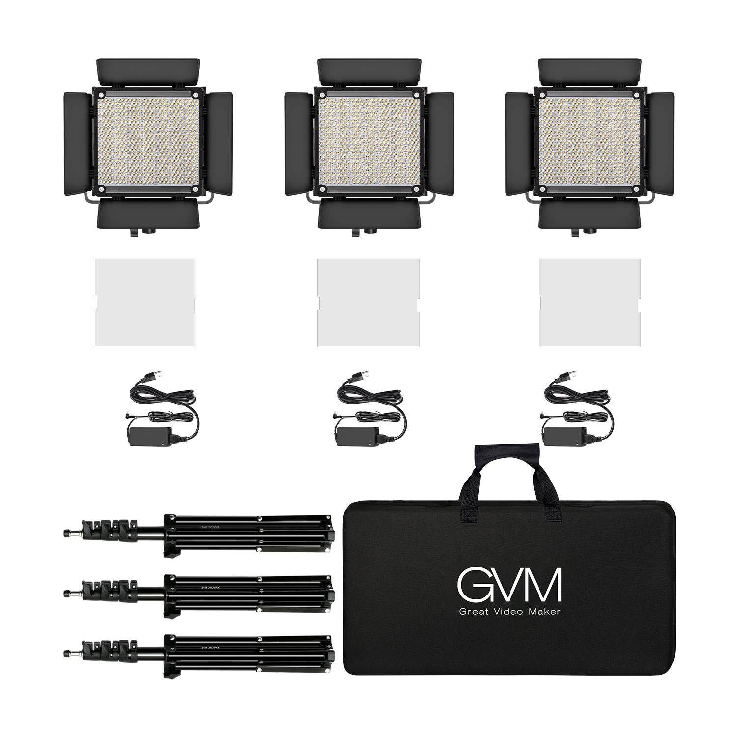 GVM 850D High Beam RGB Bi-Color 3 Light Kit High Power Video Light ...