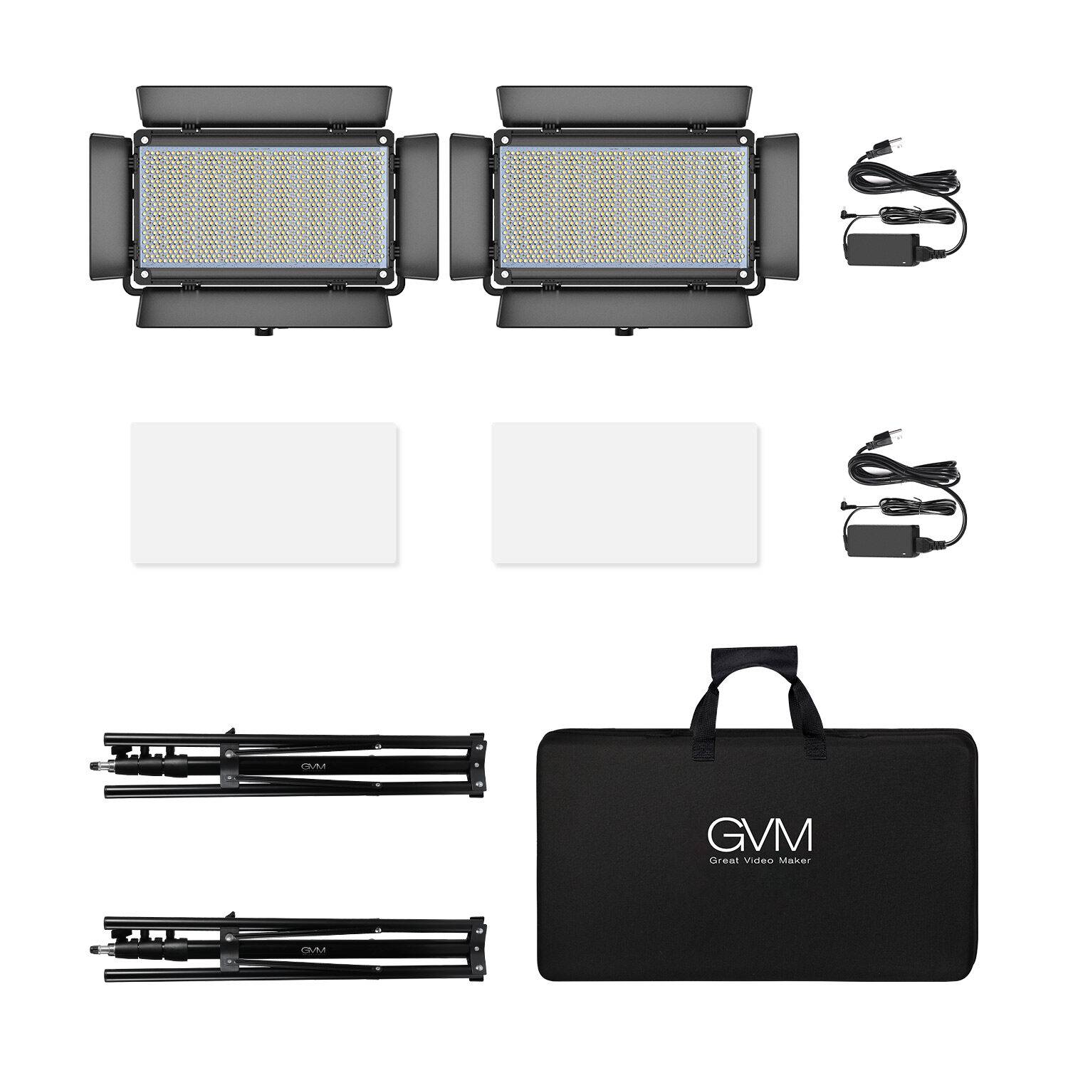 GVM-1500D 75W Powerful Bi-color RGB Video Panel Light 2 Light Kit ...
