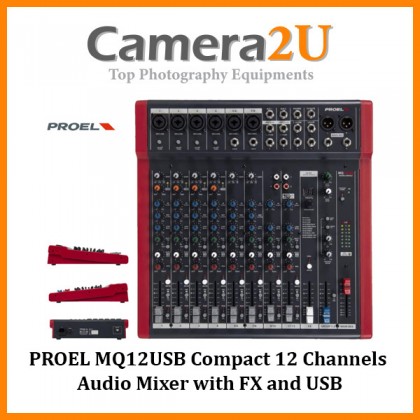 PROEL MQ12USB Compact 12 Channels Audio Mixer with FX and USB (MQ12 USB ...