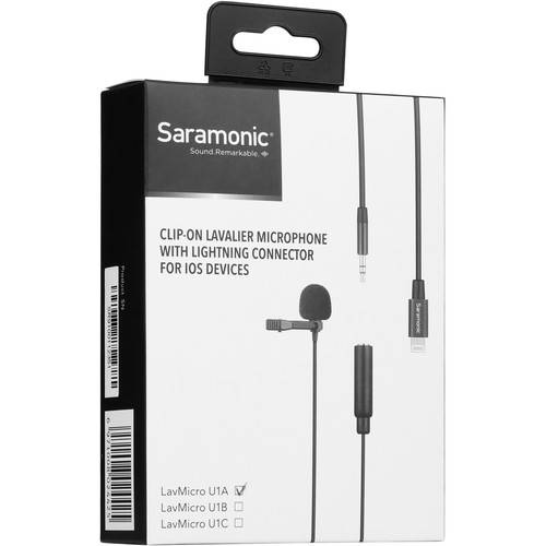 Saramonic LavMicro U1A Omnidirectional Lavalier Microphone with Light.ning Connector for i.O.S ...