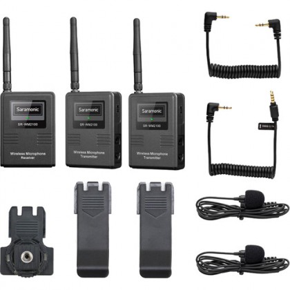 Saramonic SR-WM2100 2-Person Camera-Mount Digital Wireless Omni Lavalier Microphone System for ...