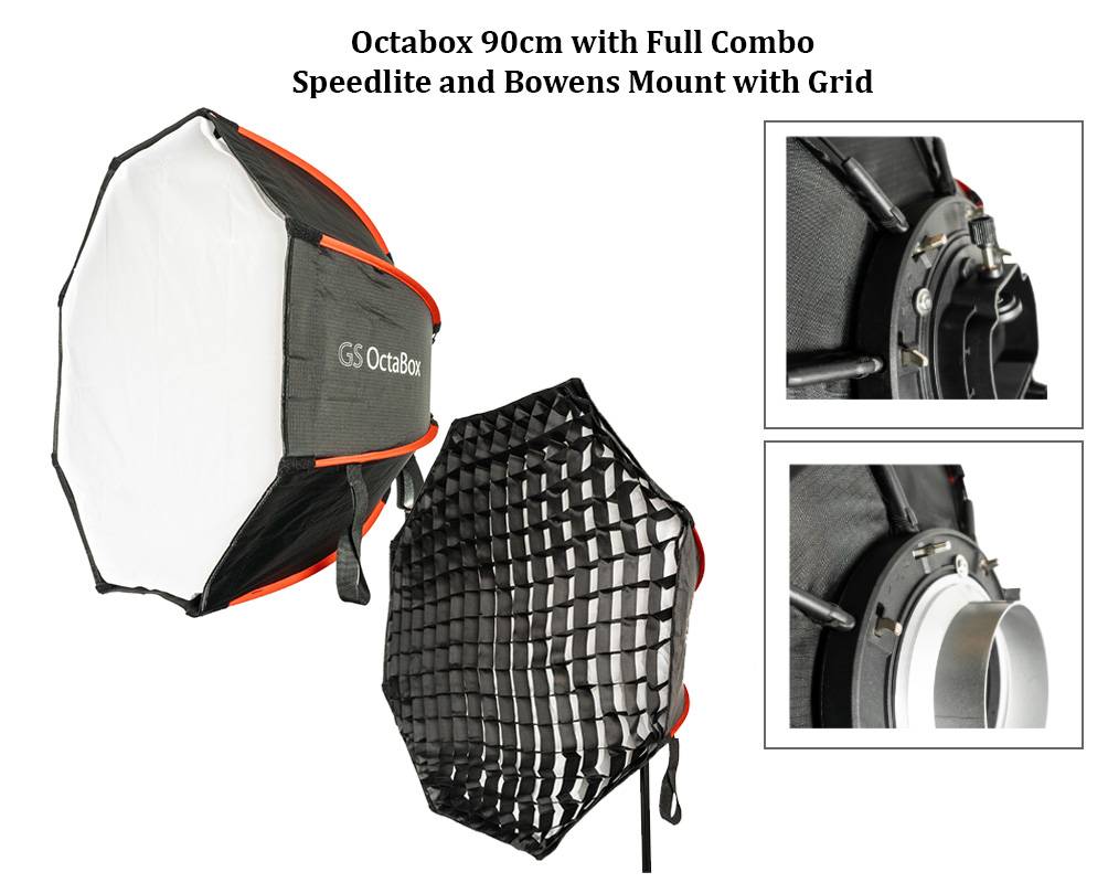 GS Octabox 90cm with Interchangeable Speedlite & Bowen Mount Easy Fold ...