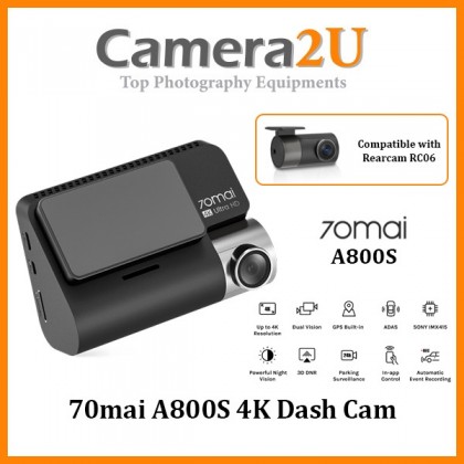 70mai A800S 4K Ultra HD Dash Cam Rear Cam Dual Vision App Control 24H ...