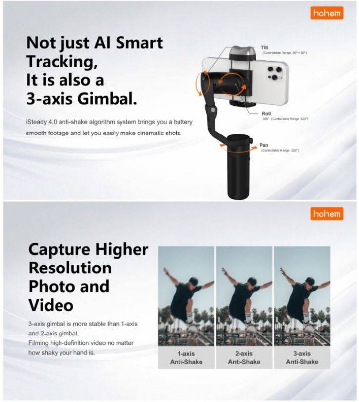 Hohem iSteady V2 3-Axis Phone Stabilizer AI Smartphone Gimbal with ...