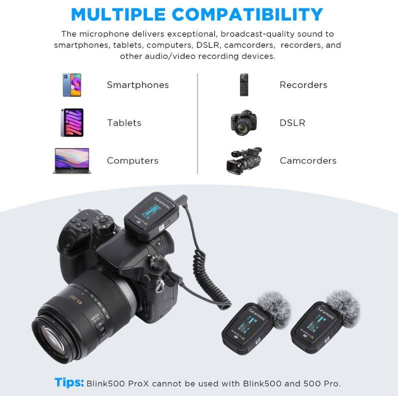 Saramonic Blink 500 ProX B1 B2 (Upgraded of Blink500 Pro B1/B2) Digital Camera-Mount Wireless ...