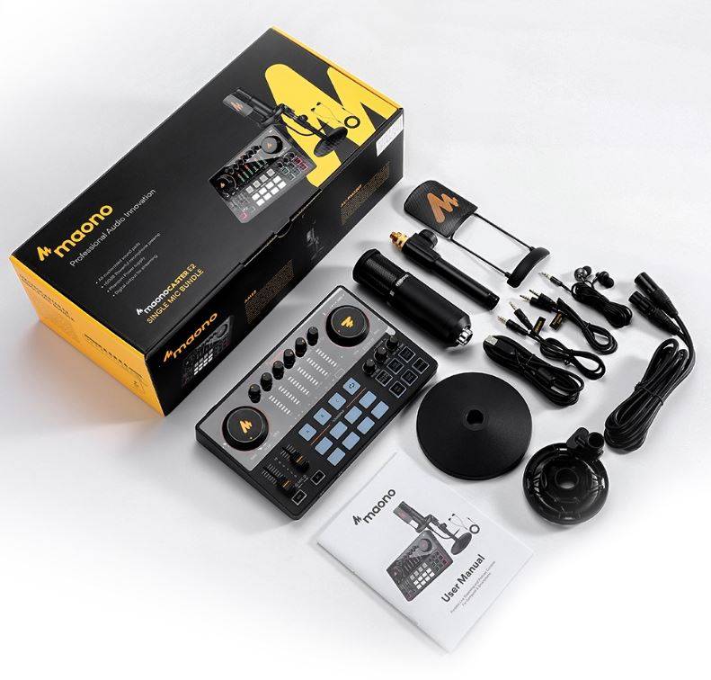 Maono AME2 AME2A Professional Sound Card Condenser Microphone Set Maonocaster Studio Audio ...