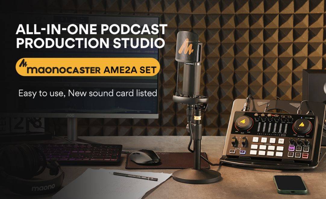 Maono AME2 AME2A Professional Sound Card Condenser Microphone Set Maonocaster Studio Audio ...