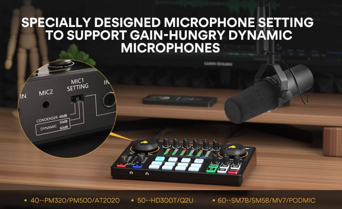 Maono AME2 AME2A Professional Sound Card Condenser Microphone Set Maonocaster Studio Audio ...