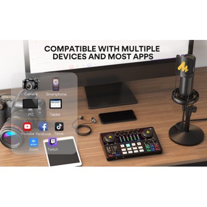 Maono AME2 AME2A Professional Sound Card Condenser Microphone Set ...