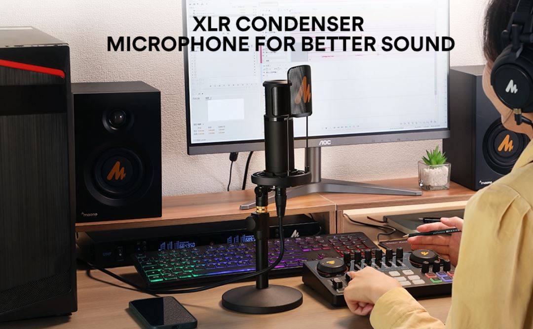 Maono AME2 AME2A Professional Sound Card Condenser Microphone Set Maonocaster Studio Audio ...