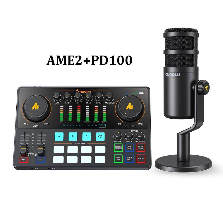 Maono AME2 AME2A Professional Sound Card Condenser Microphone Set Maonocaster Studio Audio ...