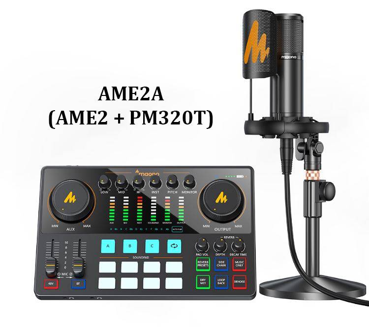 Maono AME2 AME2A Professional Sound Card Condenser Microphone Set ...