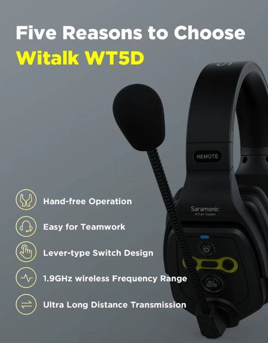 Saramonic WiTalk WT4D Full-Duplex Wireless Intercom Headset System ...