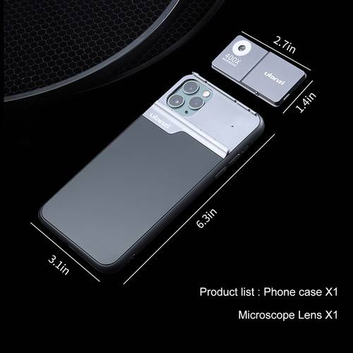 Ulanzi 400X Microscope Phone Lens Case Kit for Iphone 11 Pro Bulit-in ...