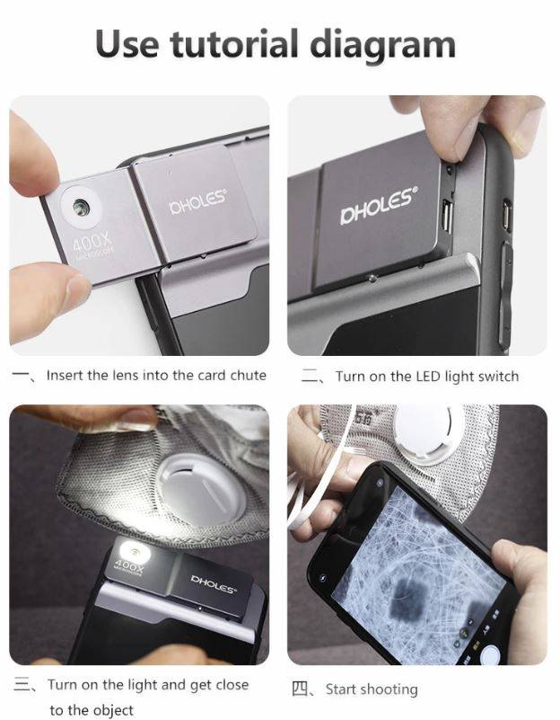 Ulanzi 400X Microscope Phone Lens Case Kit for Iphone 11 Pro Bulit-in ...