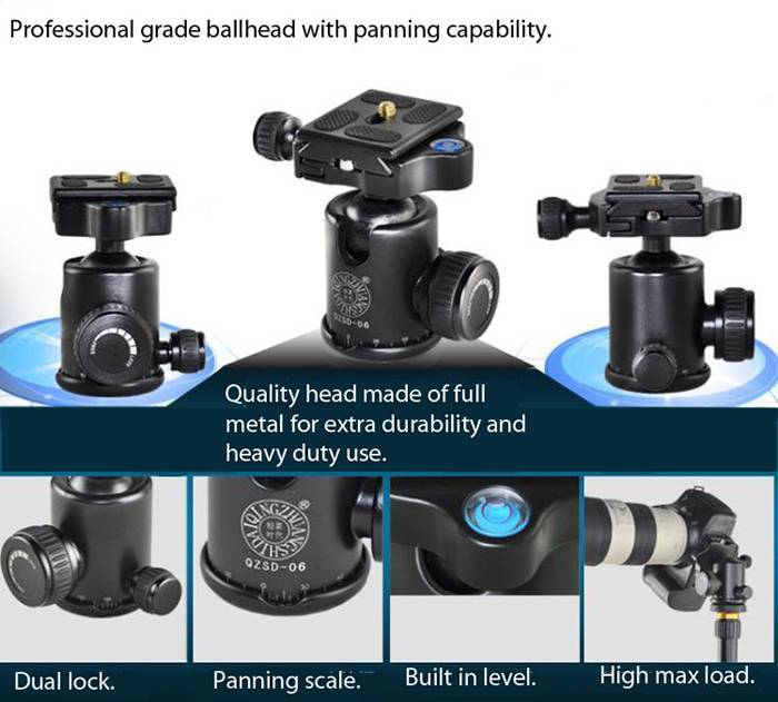 Beike QZSD Q999S Professional Traveller's Ballhead Tripod with Monopod ...