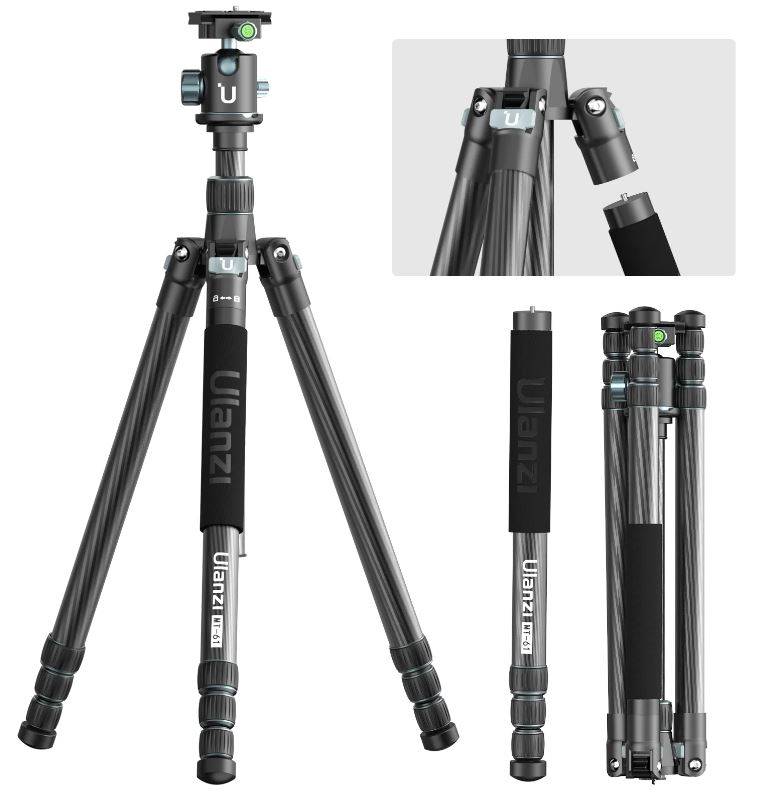 Ulanzi MT-61 Carbon Fiber Alloy Travel Tripod Portable Monopod with ...