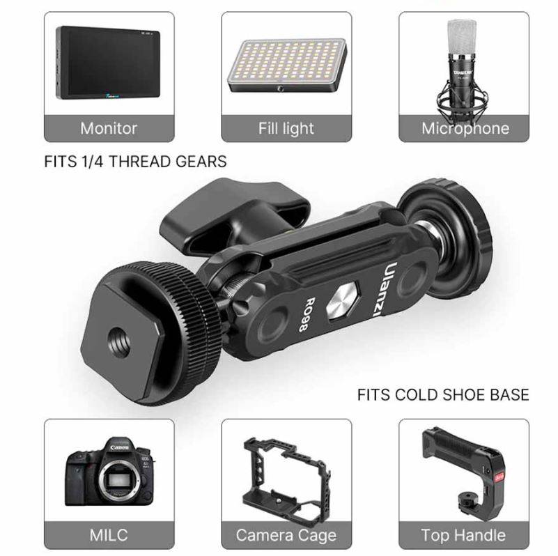 Ulanzi R098 Double Ball Heads Magic Arm with Cold Shoe Mount 1/4 ...