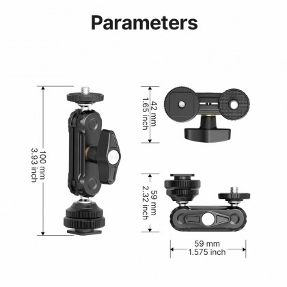 Ulanzi R098 Double Ball Heads Magic Arm with Cold Shoe Mount 1/4 ...
