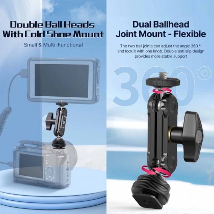 Ulanzi R098 Double Ball Heads Magic Arm with Cold Shoe Mount 1/4 ...