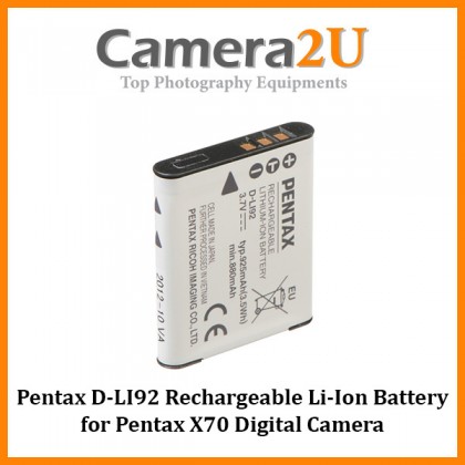 Pentax D-LI92 Rechargeable Li-Ion Battery for Pentax X70 Digital Camera ...
