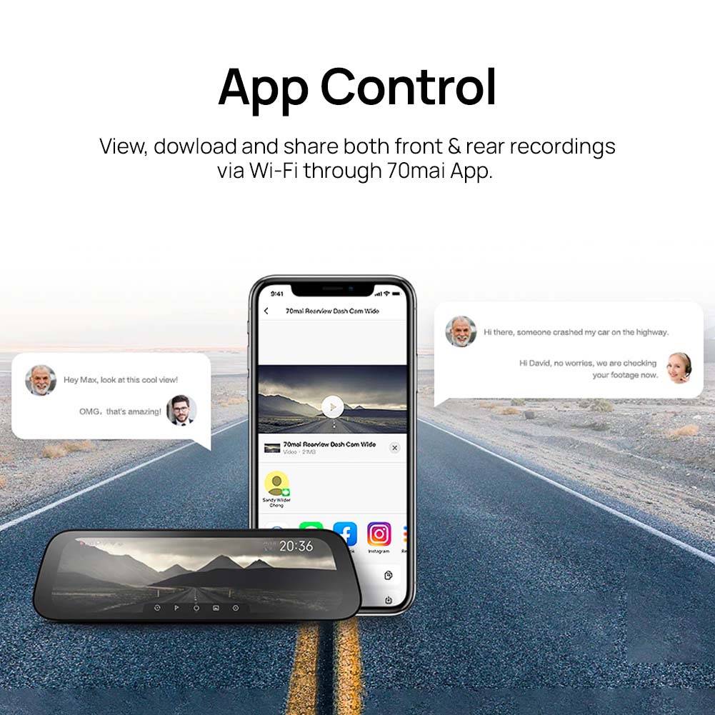 70mai Rearview Dashcam Wide with Night Vision Backup Camera RC05 ...