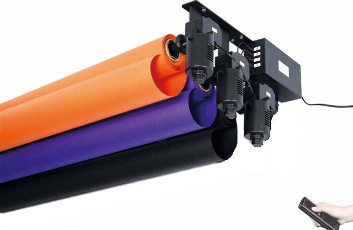 Wall Mounted Motorized 3 Rollers Backdrop Kit with 3 Colors Paper ...