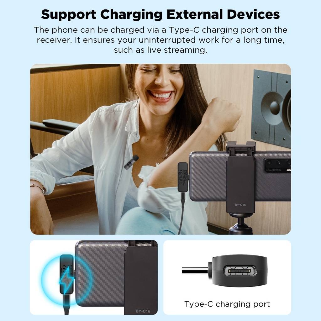 BOYA BY-V1 / V2 / V10 / V20 Wireless Lavalier Microphone With Noise Cancellation Lapel Mic Clip ...