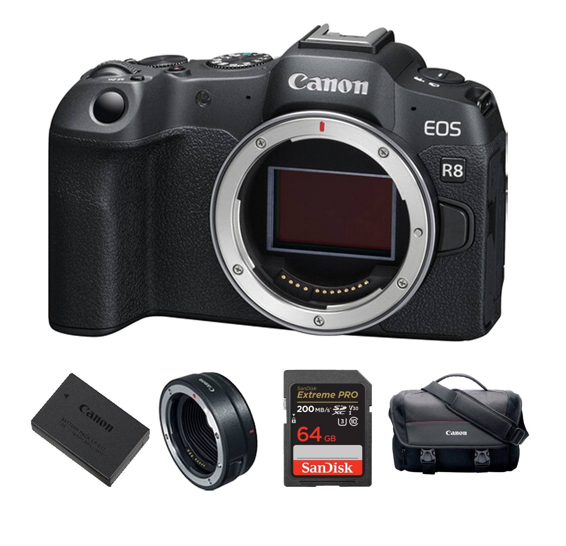 Canon EOS R8 Mirrorless Camera Body Only +Extra Battery +Adapter +64GB ...