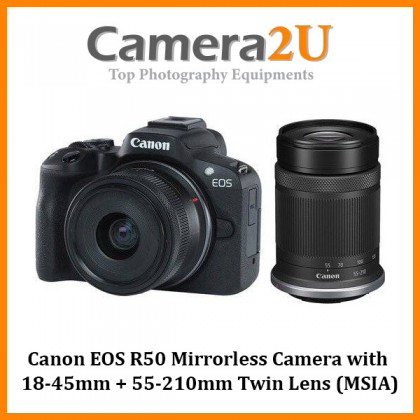 Canon EOS R50 Mirrorless Camera with 18-45mm + 55-210mm Twin Lens (MSIA ...