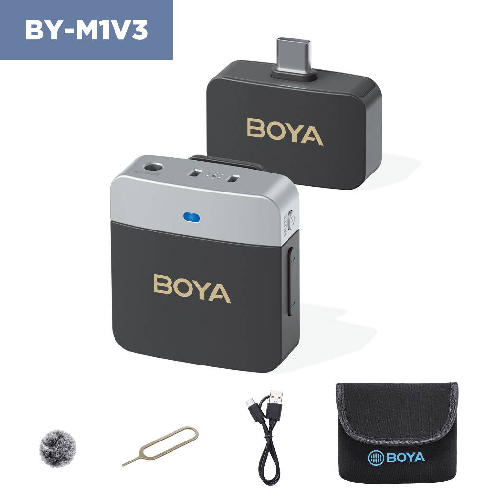 BOYA BY-M1V Wireless Lavalier Microphone ANC Active Noise Cancellation ...