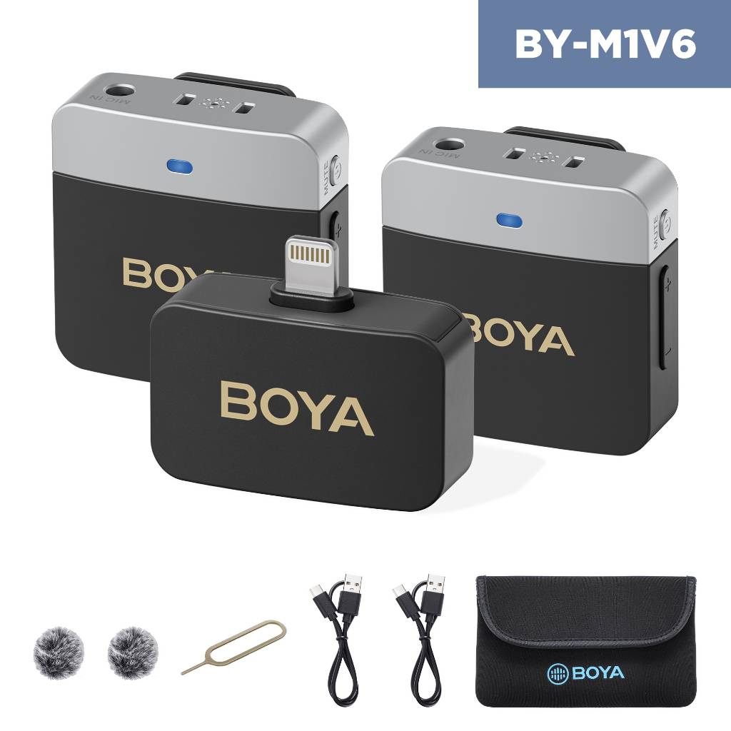 BOYA BY-M1V Wireless Lavalier Microphone ANC Active Noise Cancellation ...