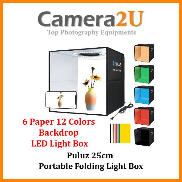 Puluz 25cm 30cm LED Product Case Lightbox Folding Mini Photo Studio Light Box Photography ...