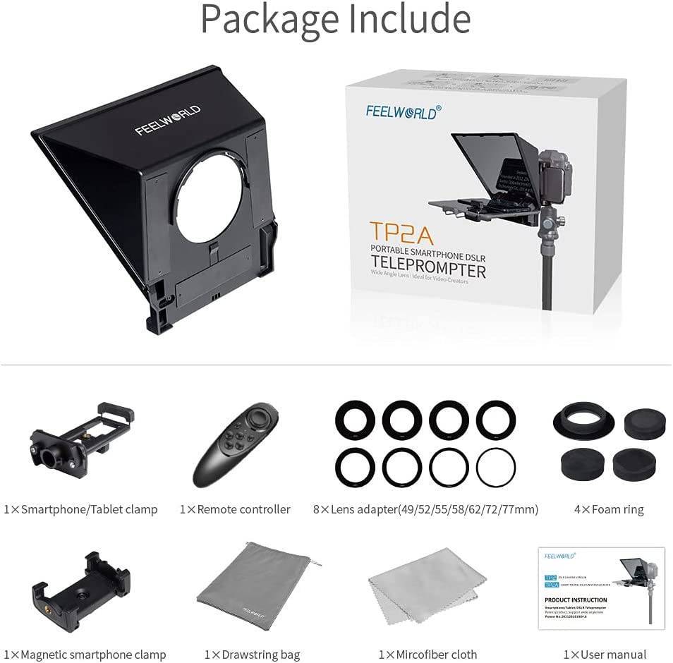 Feelworld TP2A Portable 8-inch Teleprompter for Smartphone/Tablet ...