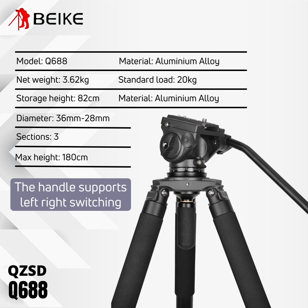 Beike QZSD Q688 Professional Video Tripod with Video Fluid Head | Camera2u Malaysia Top Camera ...