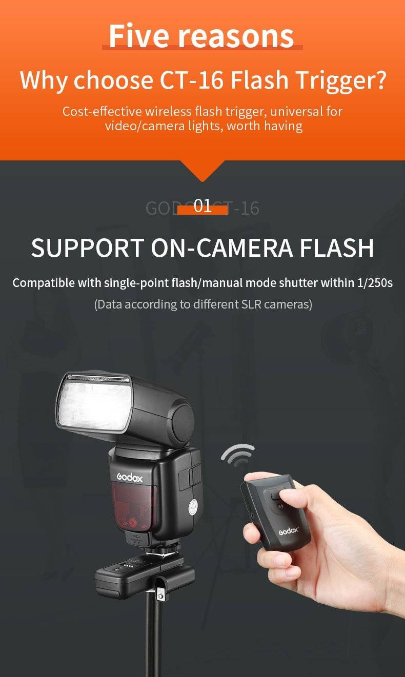 Godox Ct 16 Wireless Radio Flash Trigger Receiver Kit Universal