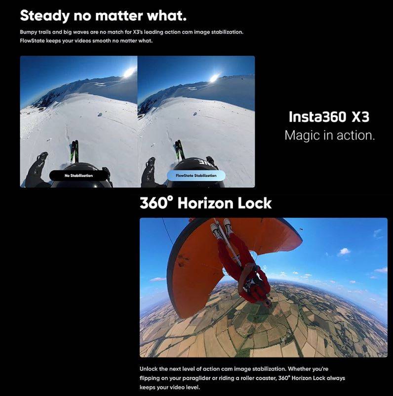 Insta360 ONE X3 5.7K Video 72MP 360° Pocket Camera Action Cam Only ...