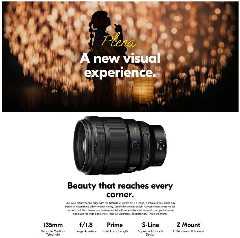 Nikon NIKKOR Z 135mm f1.8 S Plena Lens | Camera2u Malaysia Top Camera ...