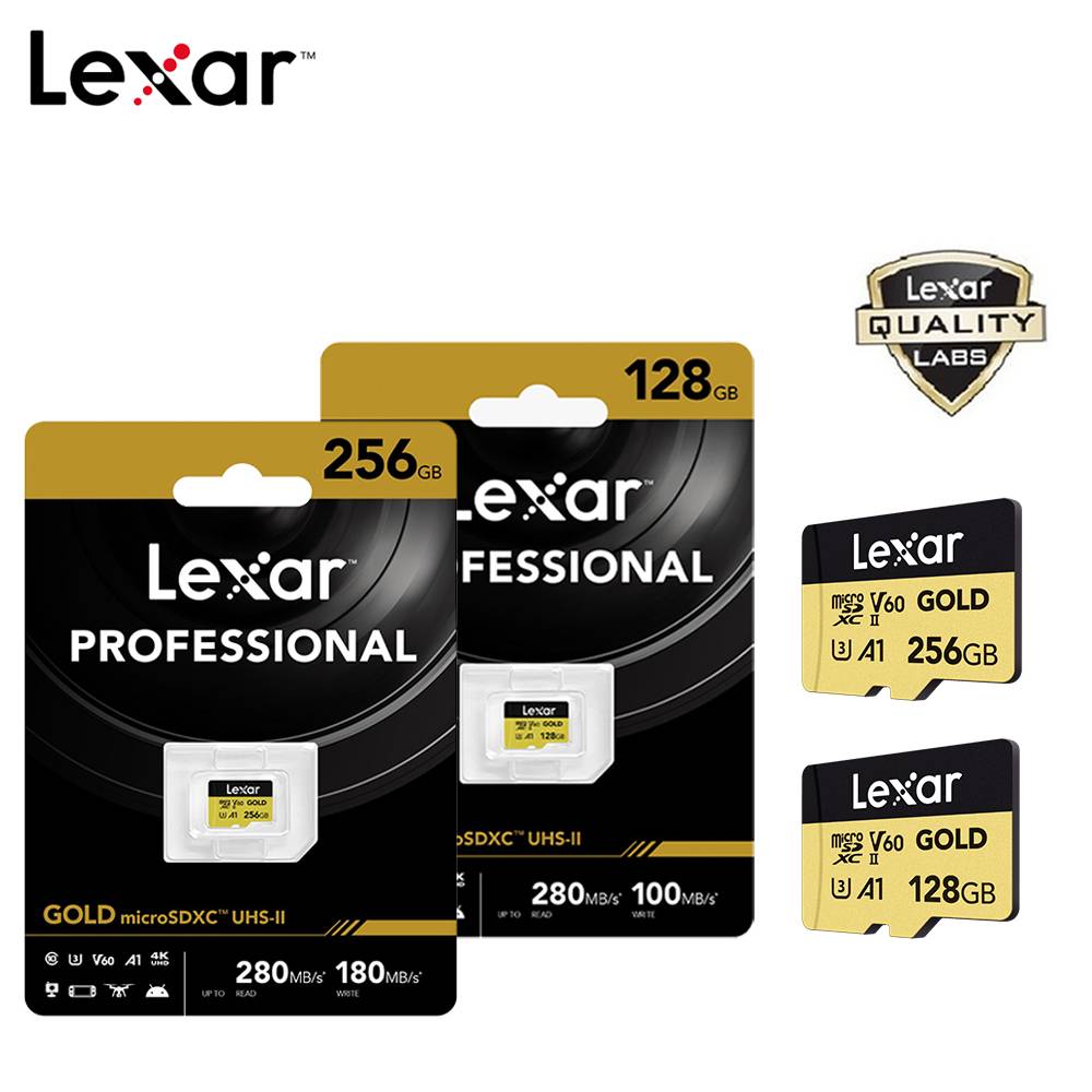 Lexar 128GB 256GB Professional GOLD microSDXC™ UHS-II Card 280MB/s ...